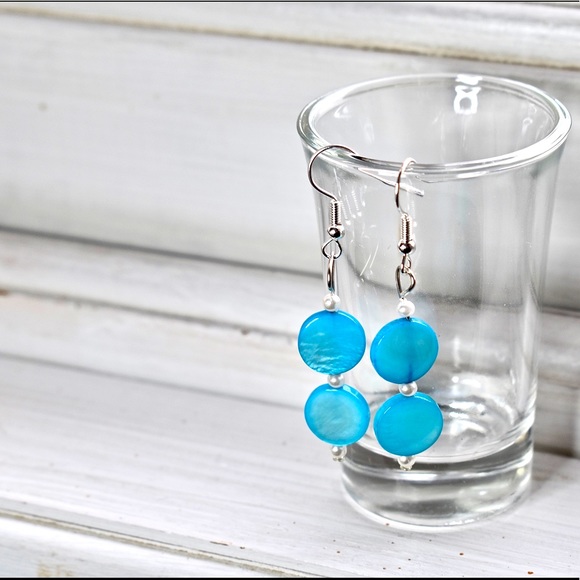 Jewelry | 215 Handmade Double Ocean Blue Circle Earrings | Poshmark